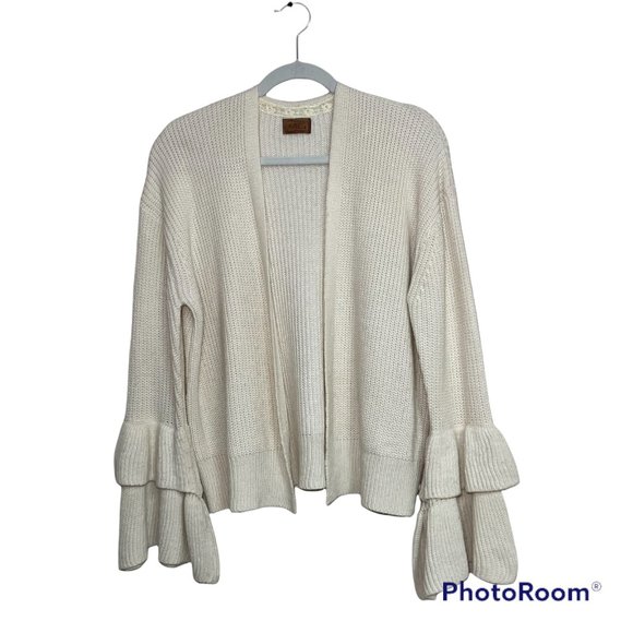 POL | Sweaters | Pol Cream Color Cardigan Open Front Ruffle Tiered ...